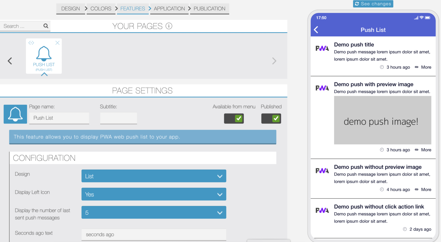 Add-on: PWA Push List Module | WebVista | Siberian CMS Store